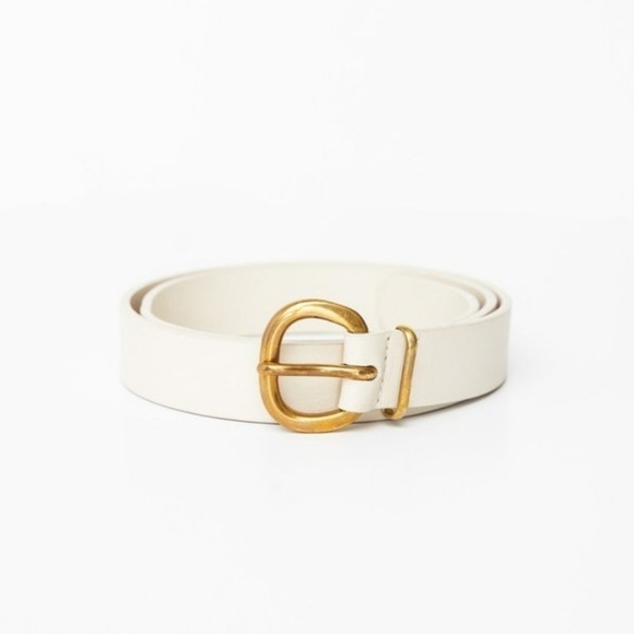 Vintage | Accessories | Genuine Leather Cream Belt Thick Wide White ...
